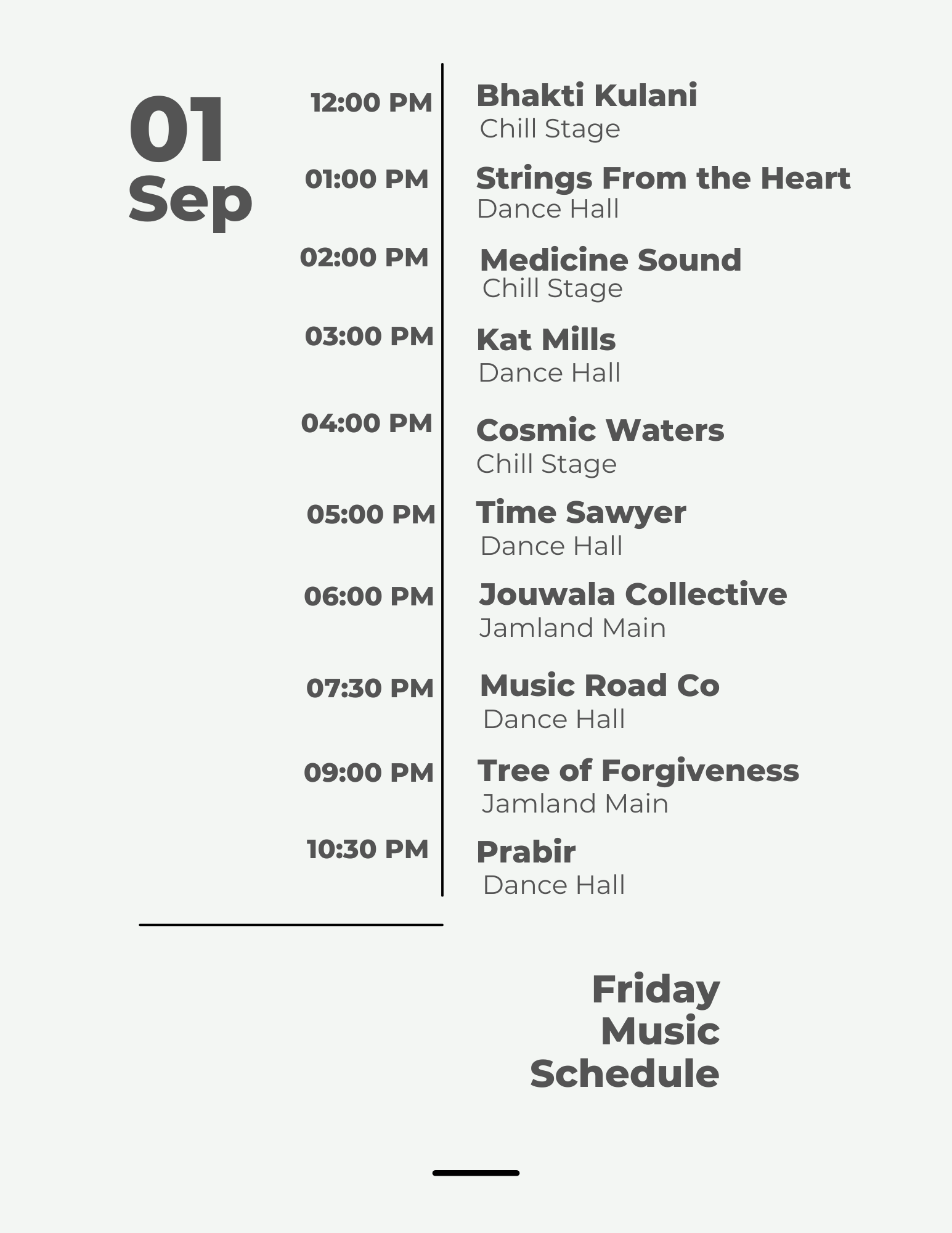 Music Schedule - Floyd Yoga Jam